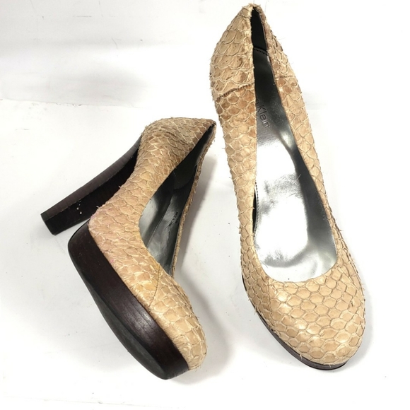 Calvin Klein | Shoes | Calvin Klein Sarika Snake Skin Platform Block ...